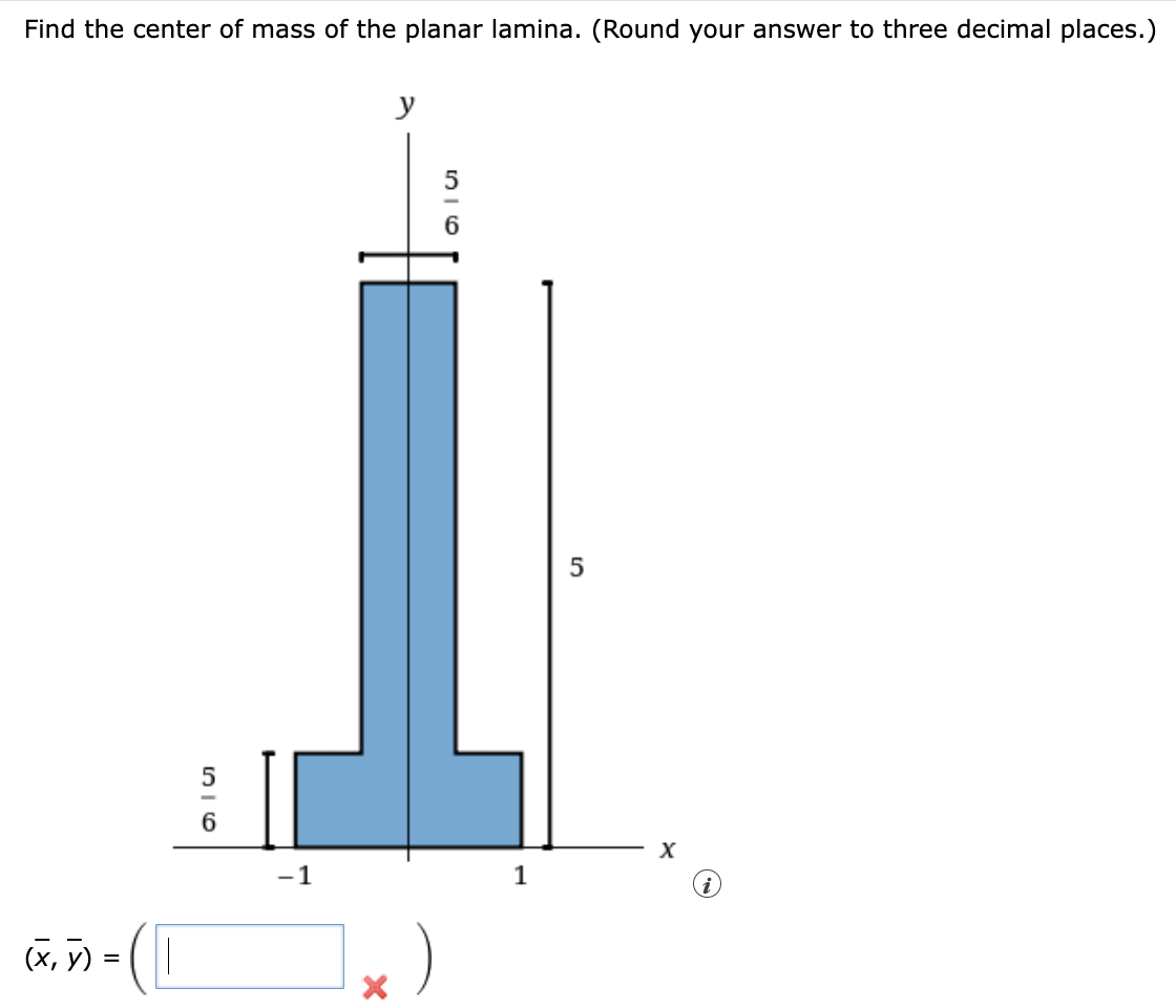 Solved Find the center of mass of the planar lamina. (Round | Chegg.com