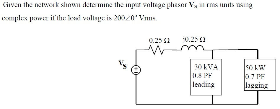 Solved Given the network shown determine the input voltage | Chegg.com