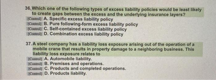 36. Which one of the following types of excess | Chegg.com