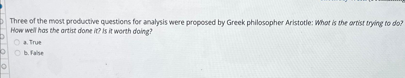 Solved Three of the most productive questions for analysis | Chegg.com