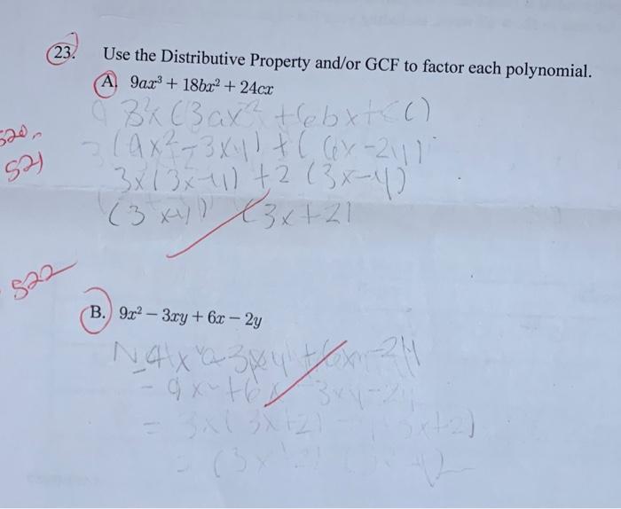 Solved (23. Use the Distributive Property and/or GCF to | Chegg.com