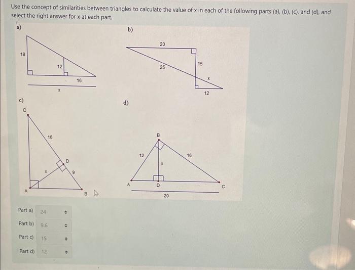 Solved Use the concept of similarities between triangles to | Chegg.com