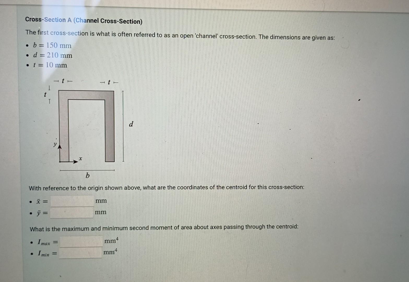 Solved Cross-Section A (Channel Cross-Section) The first | Chegg.com