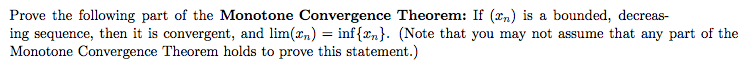Solved Prove the following part of the Monotone Convergence | Chegg.com