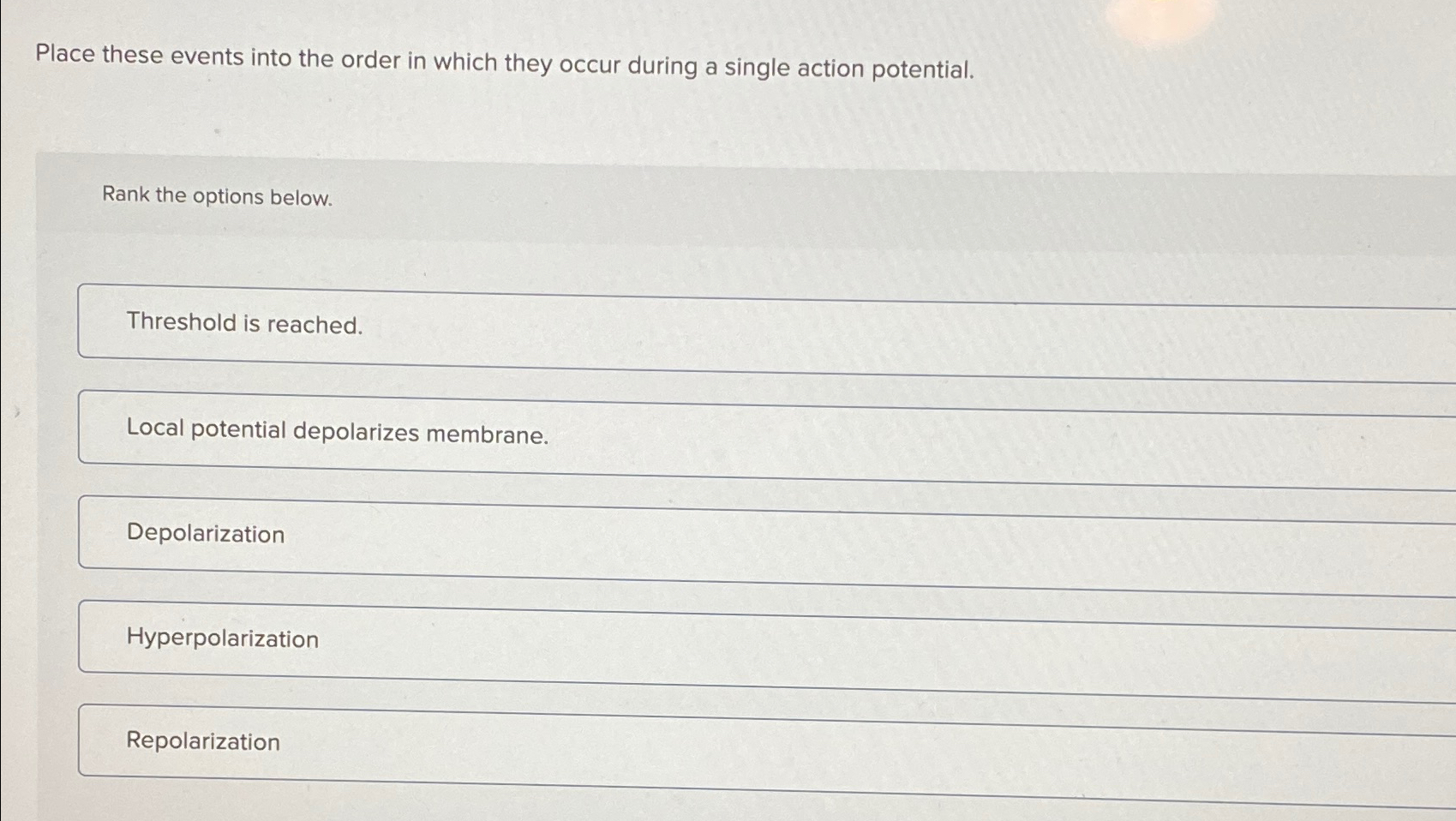Solved Place these events into the order in which they occur | Chegg.com