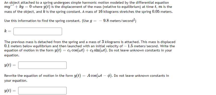 Solved An object attached to a spring undergoes simple | Chegg.com