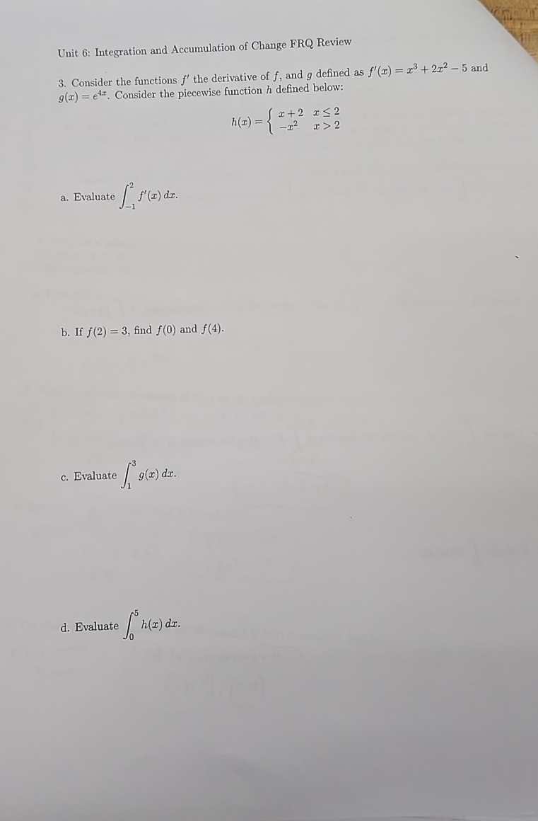 Solved Unit 6: Integration and Accumulation of Change FRQ | Chegg.com Solved Unit 6: Integration and Accumulation of Change FRQ | Chegg.com