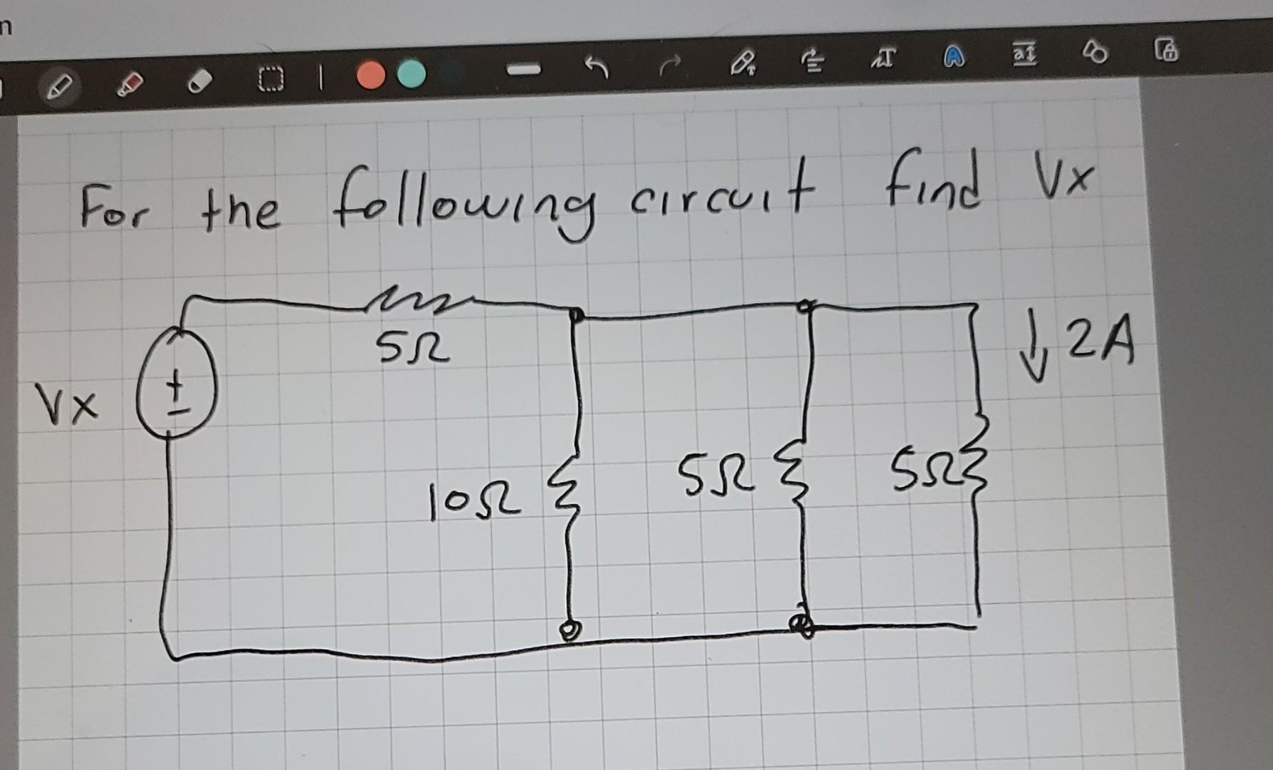 Solved For the following circuit find Vx | Chegg.com