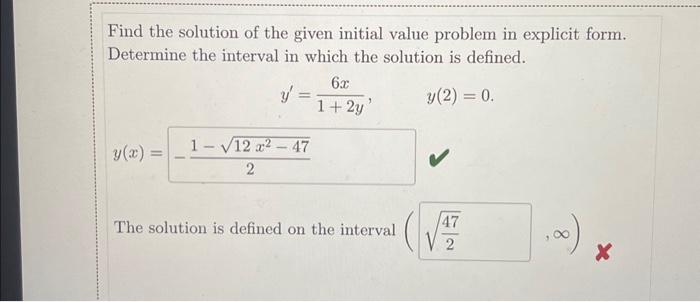 Solved Find the solution of the given initial value problem | Chegg.com