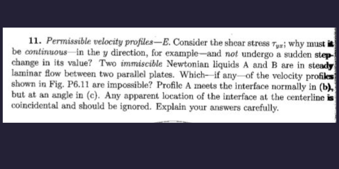 Solved Permissible velocity profiles -E. ﻿Consider the shear | Chegg.com