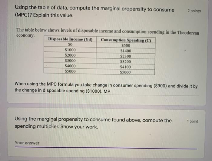 Solved Using the table of data, compute the marginal | Chegg.com