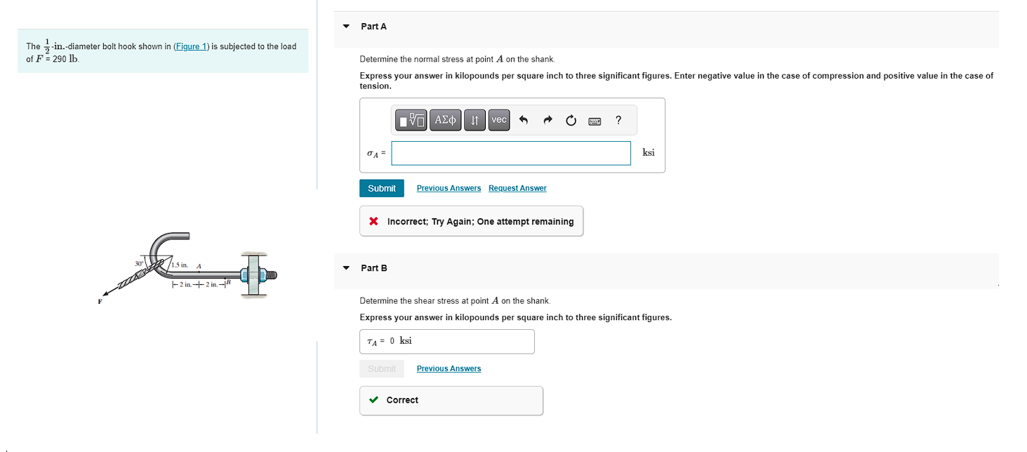 Solved The 12-in.-diameter bolt hook shown in (Figure 1) ﻿is | Chegg.com