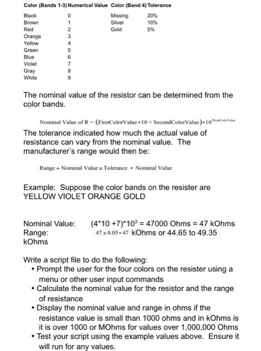 Solved The nominal value of the resistor can be determined | Chegg.com