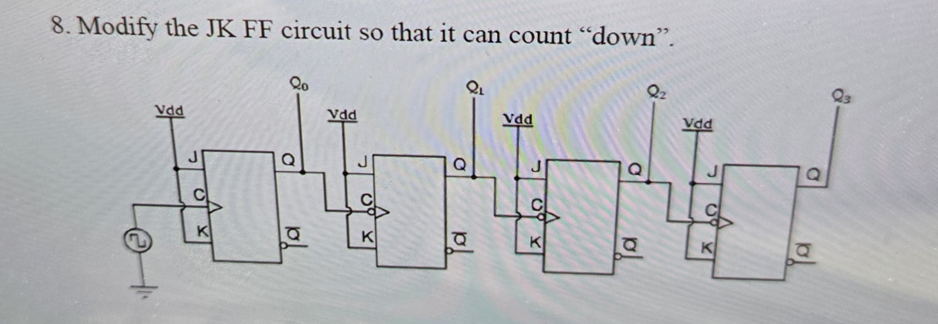 Modify the JK FF circuit so that it can count "down". | Chegg.com