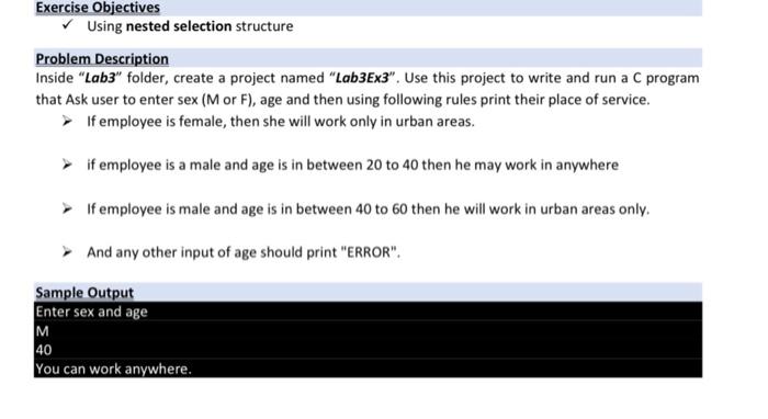 Solved Exercise Objectives Using Nested Selection 