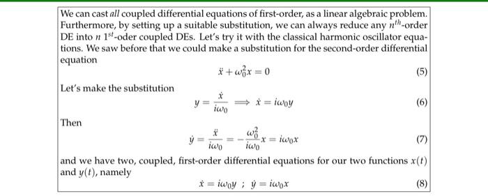 Solved We can cast all coupled differential equations of | Chegg.com