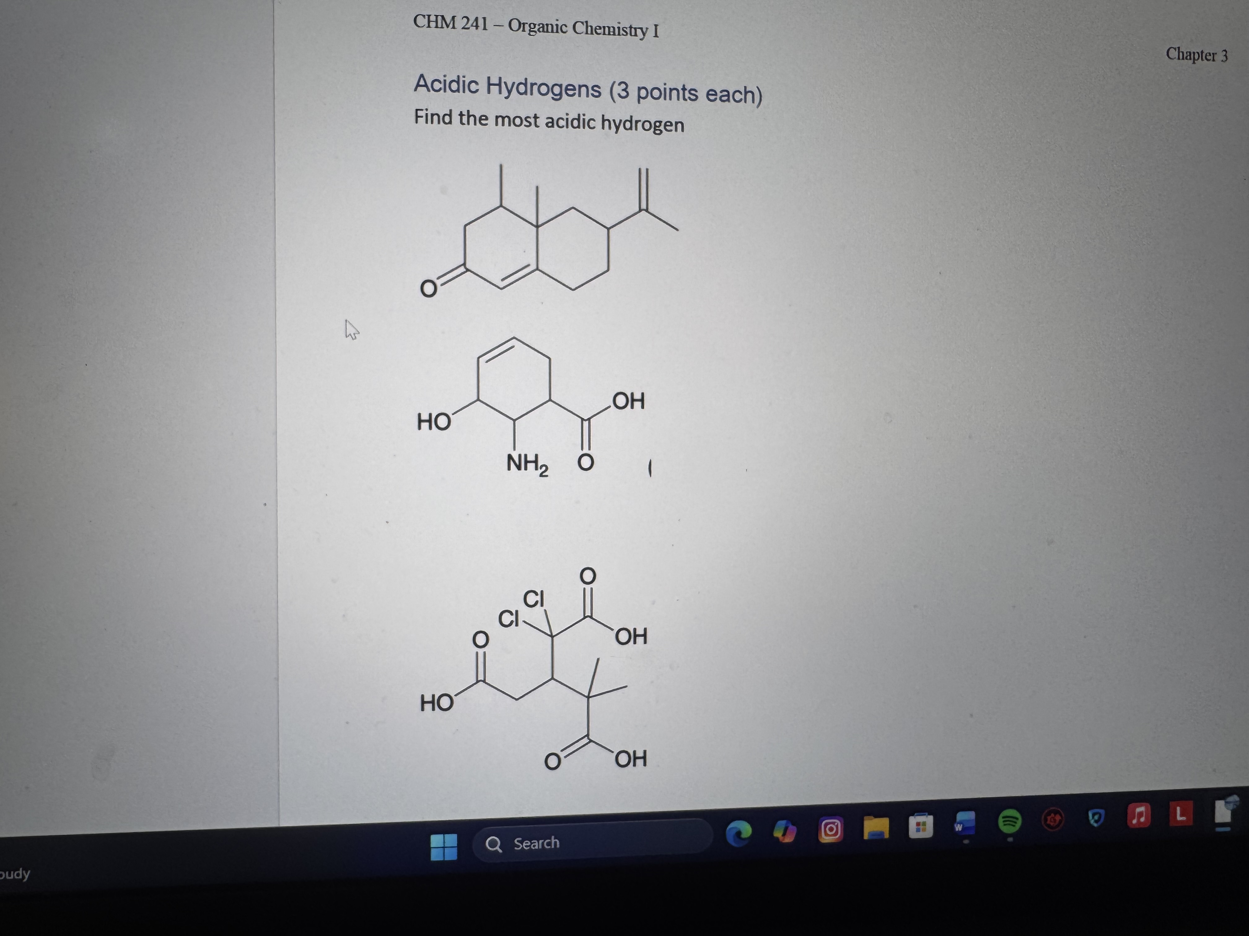 Solved Acidic Hydrogens (3 ﻿points each) ﻿Find the most | Chegg.com