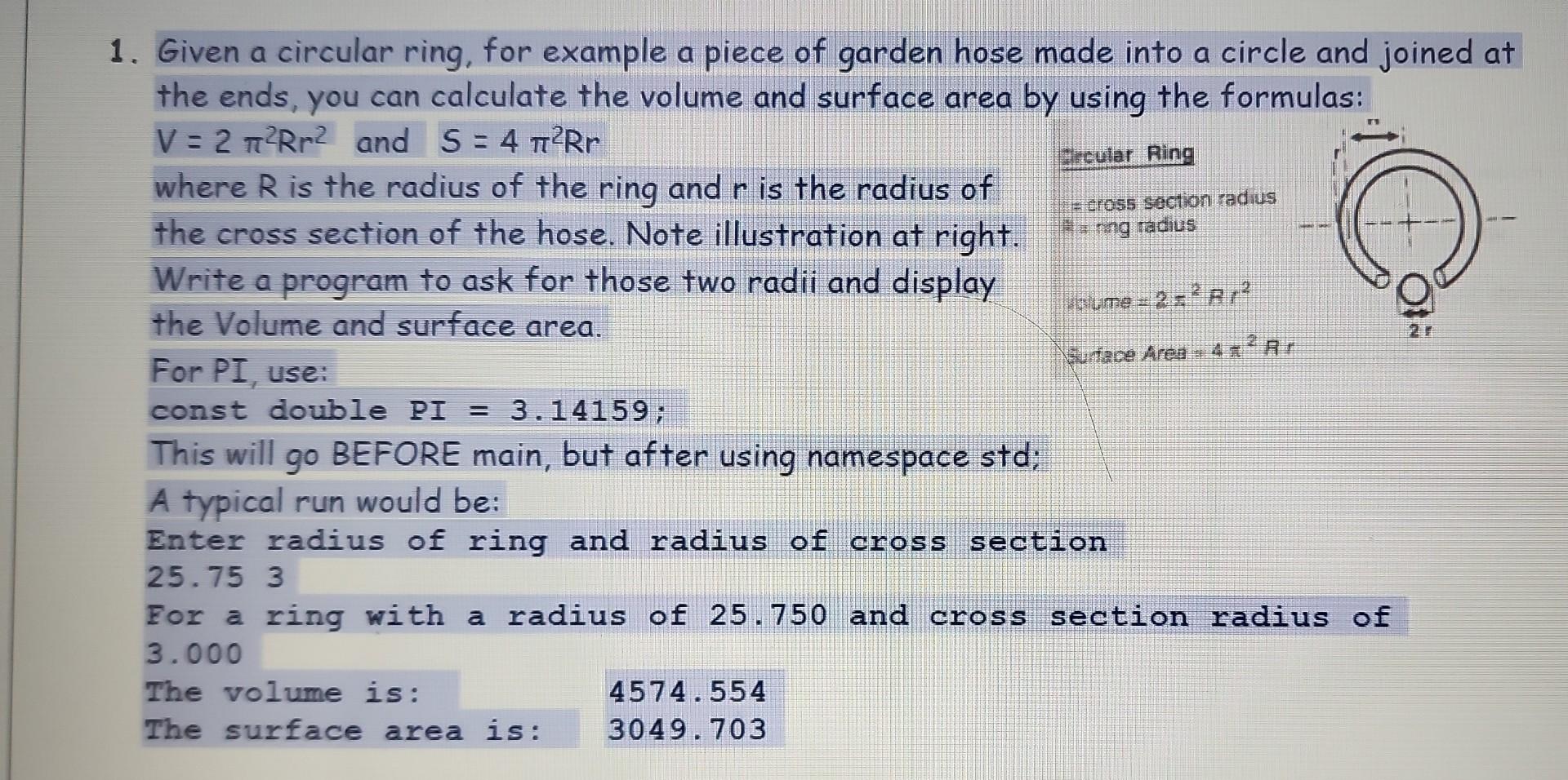 Solved 1. Given a circular ring, for example a piece of | Chegg.com