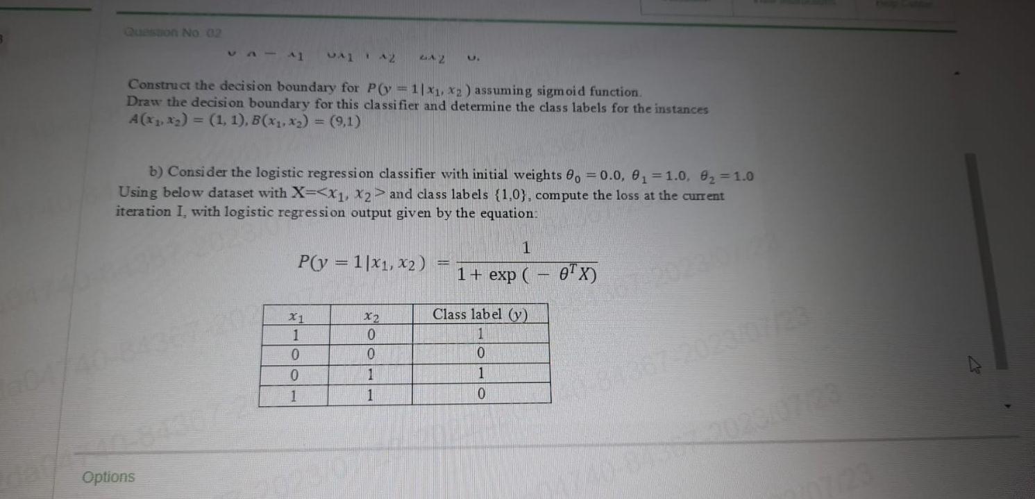 Solved Construct the decision boundary for P(y=1∣x1,x2) | Chegg.com