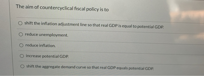 Solved The aim of countercyclical fiscal policy is to shift | Chegg.com