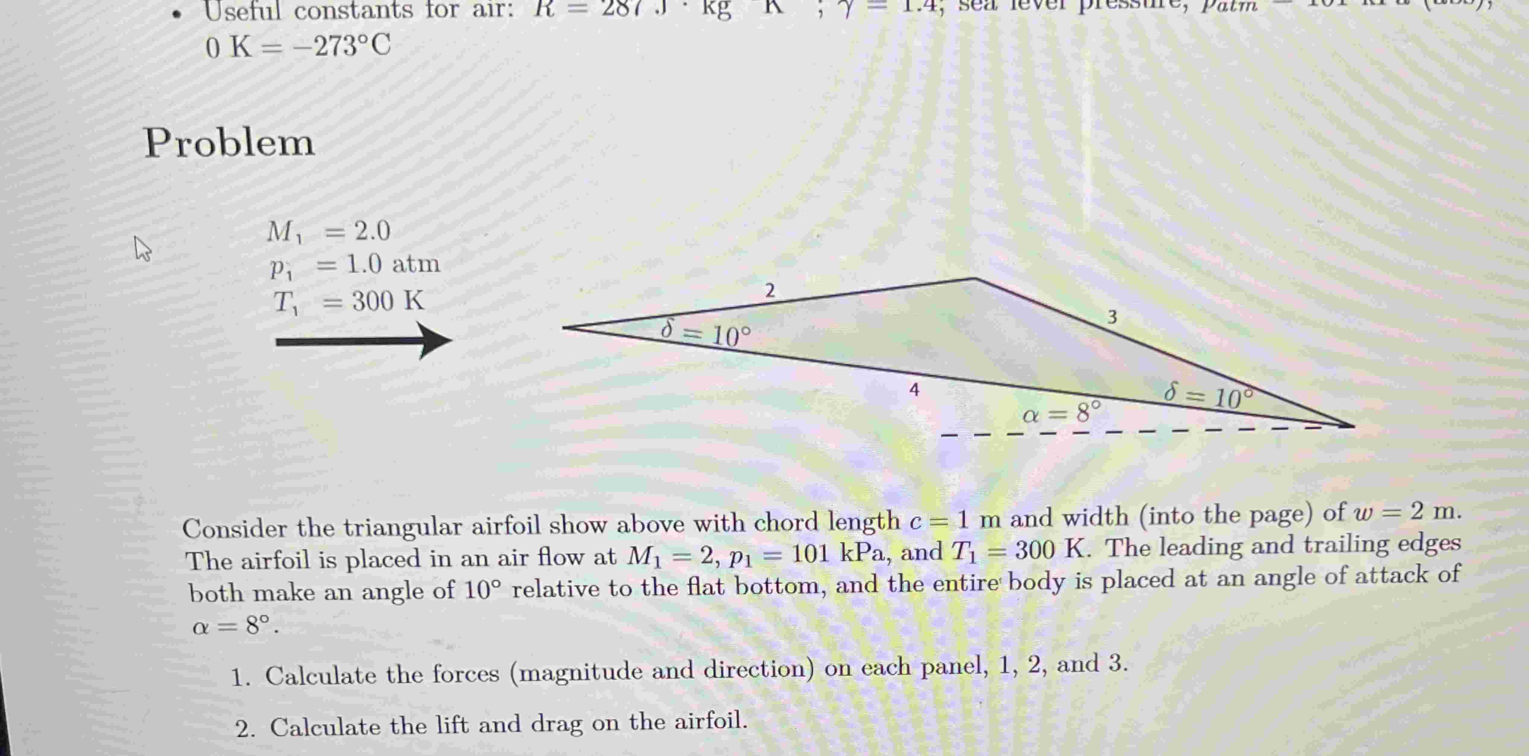 Solved Consider the triangular airfoil show above with chord | Chegg.com