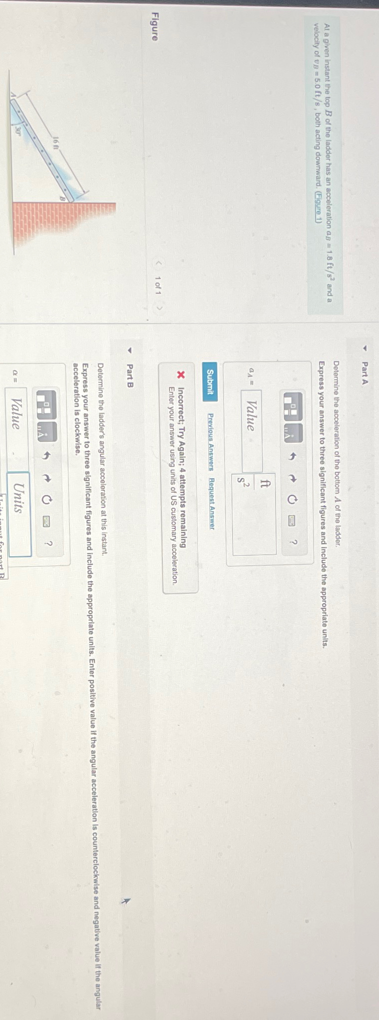 Solved Part ADetermine the acceleration of the bottom A ﻿of | Chegg.com
