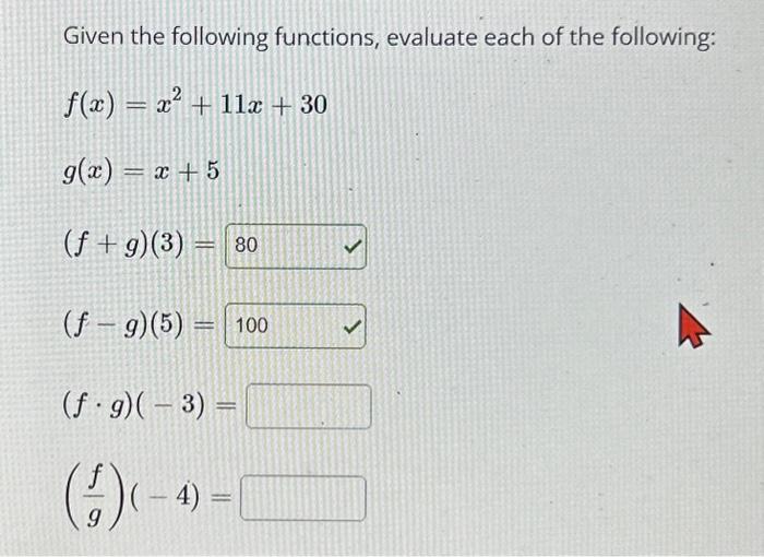 Solved Given the following functions, evaluate each of the | Chegg.com