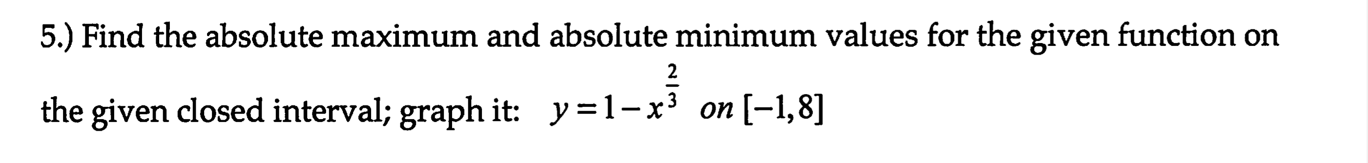 Solved 5.) ﻿Find the absolute maximum and absolute minimum | Chegg.com