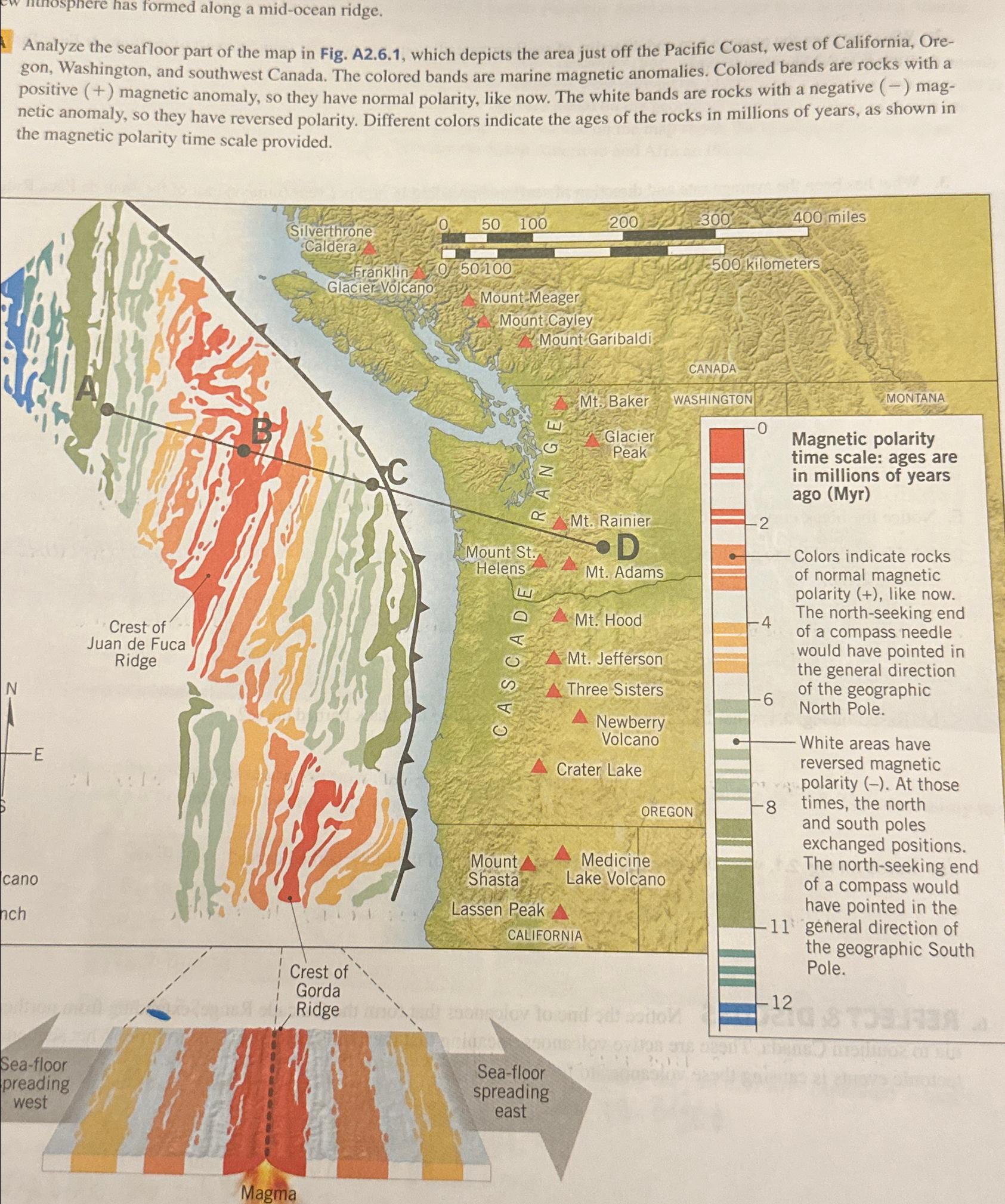 Solved Analyze the seafloor part of the map in Fig. A2.6.1, | Chegg.com
