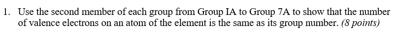 Solved Use the second member of each group from Group IA to | Chegg.com