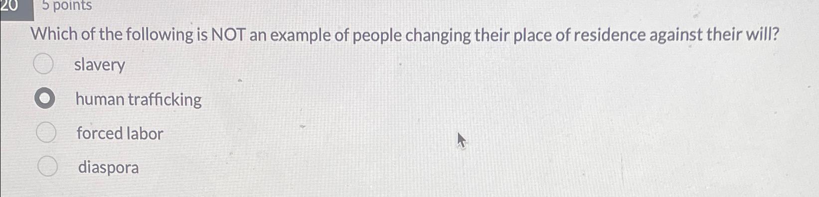 Solved 5 ﻿pointsWhich of the following is NOT an example of | Chegg.com