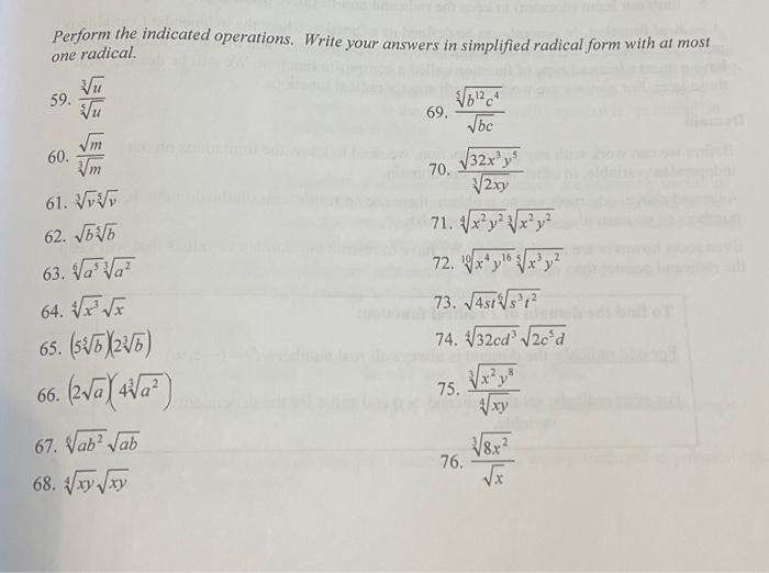 Solved Perform the indicated operations. Write your answers | Chegg.com