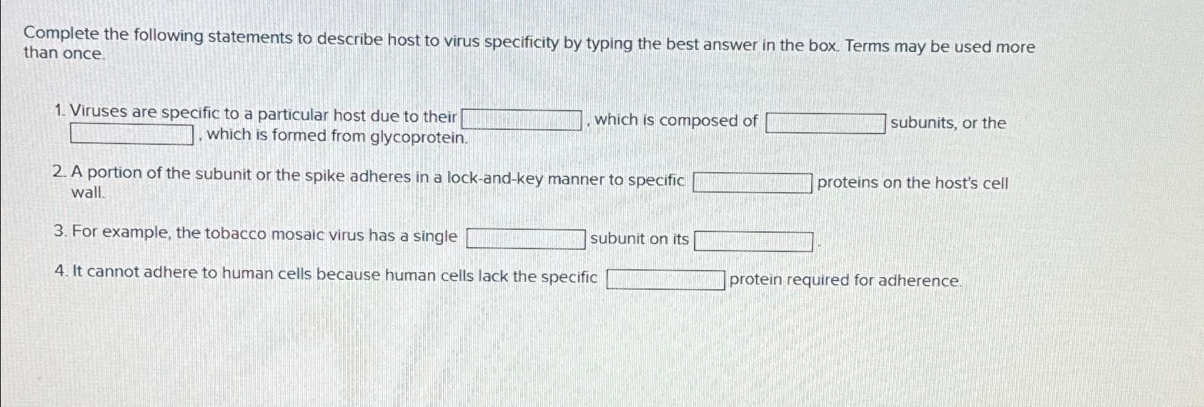 Solved Complete the following statements to describe host to | Chegg.com