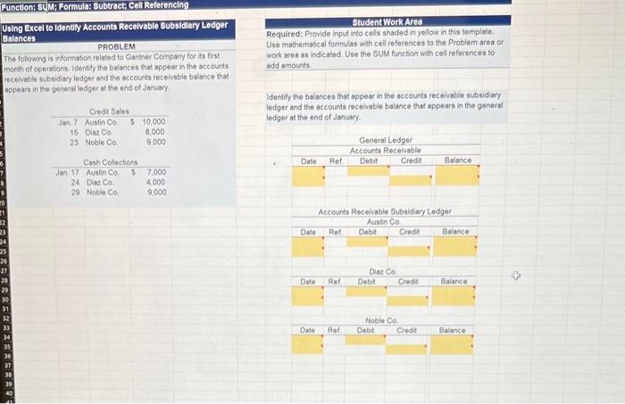 Solved Function: Su, Mi: Formula: subtract; Cell Referencing | Chegg.com