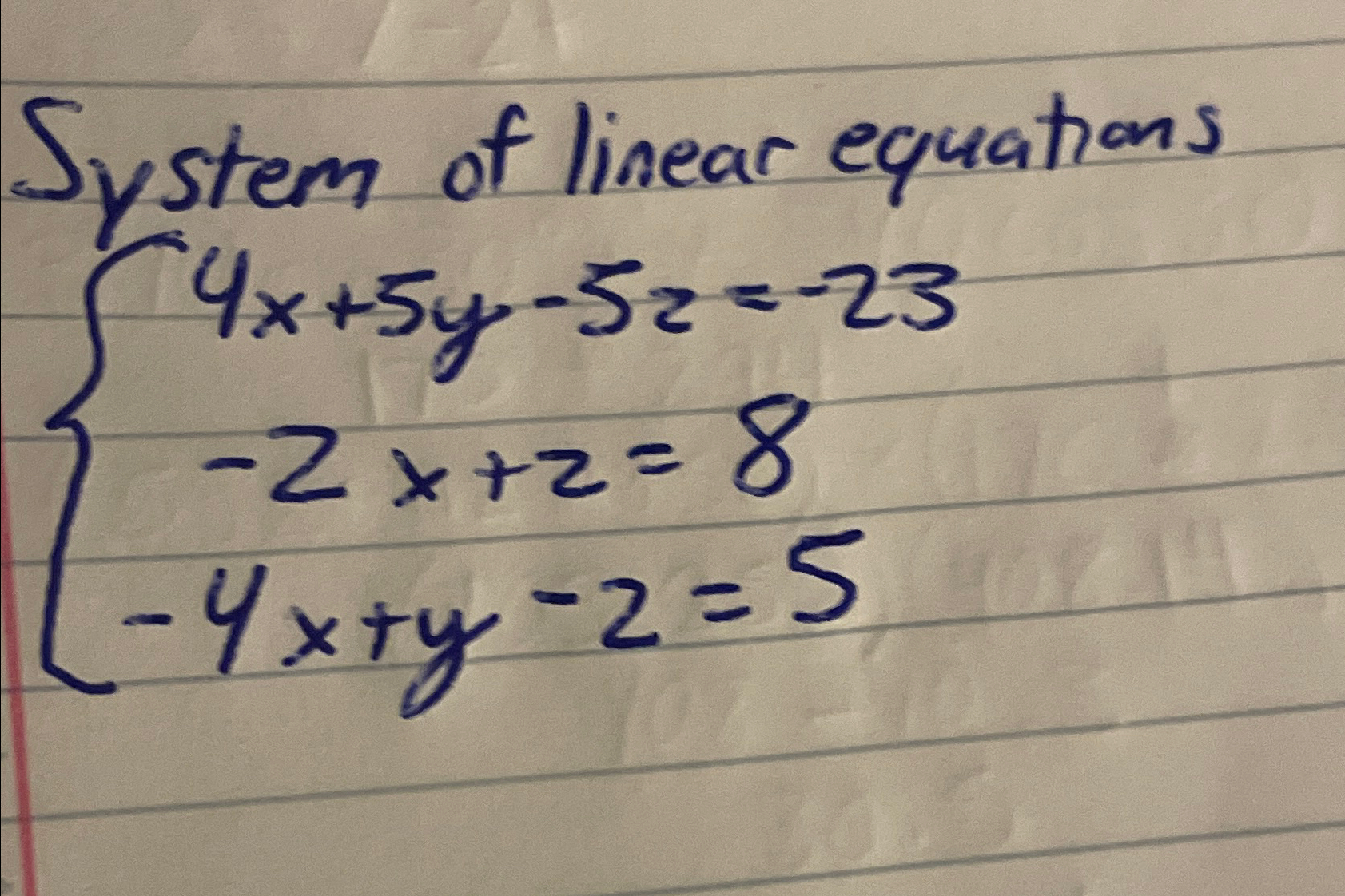 Solved System of linear | Chegg.com