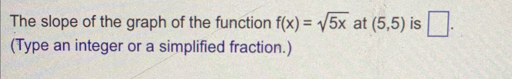 Solved The slope of the graph of the function f(x)=5x2 ﻿at | Chegg.com