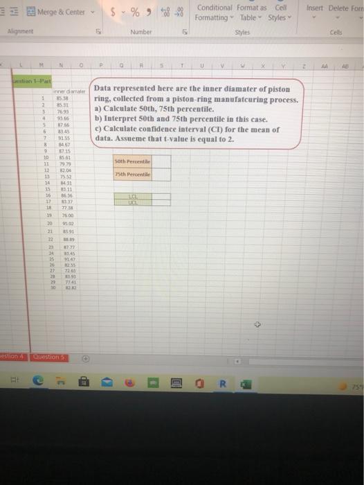 Solved Merge & Center Insert Delete Forr $ -% -28 Insert | Chegg.com