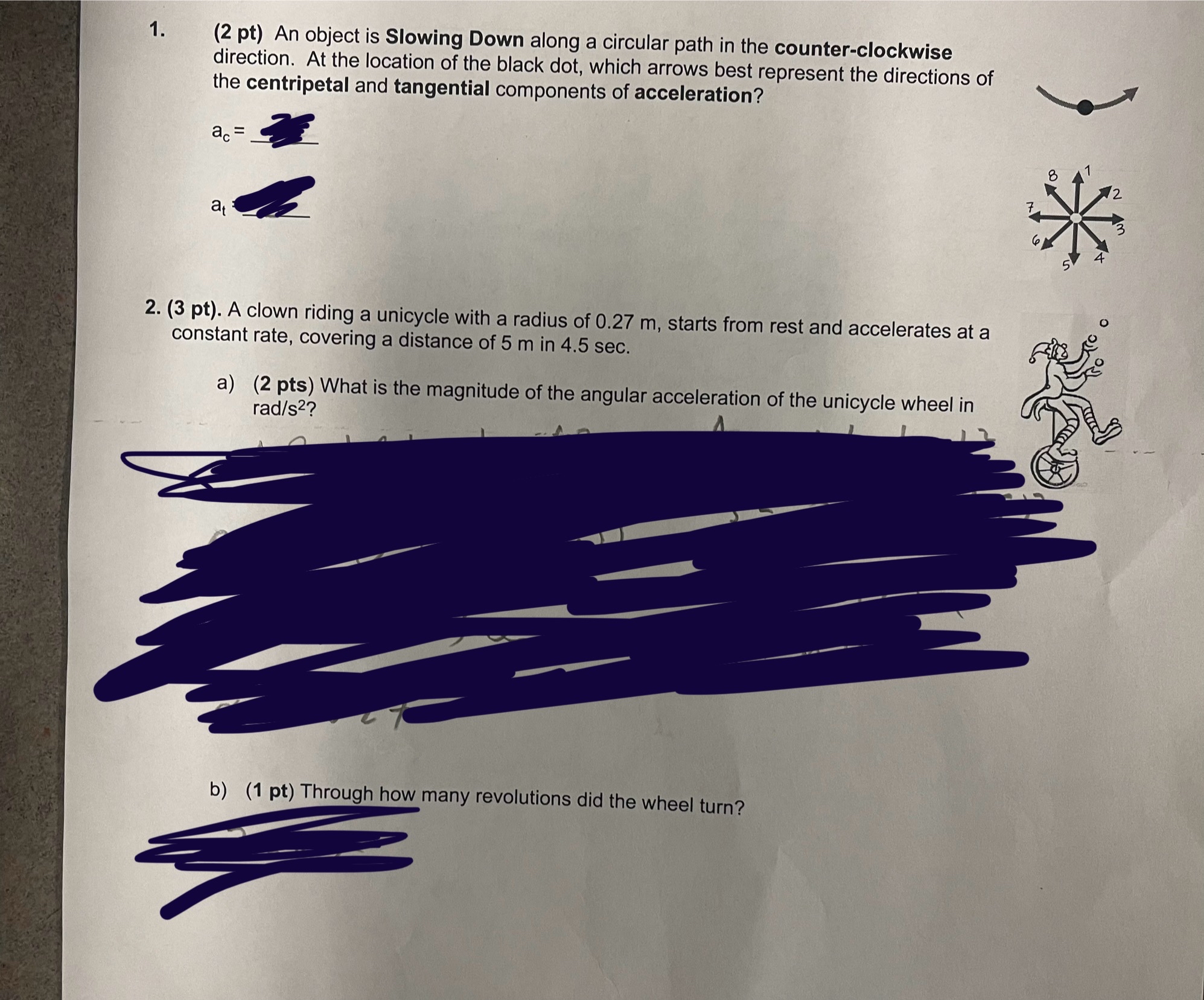 Solved (2 ﻿pt) ﻿An object is Slowing Down along a circular | Chegg.com