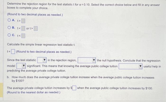 Solved The data shown below indicate the average tuition (in | Chegg.com