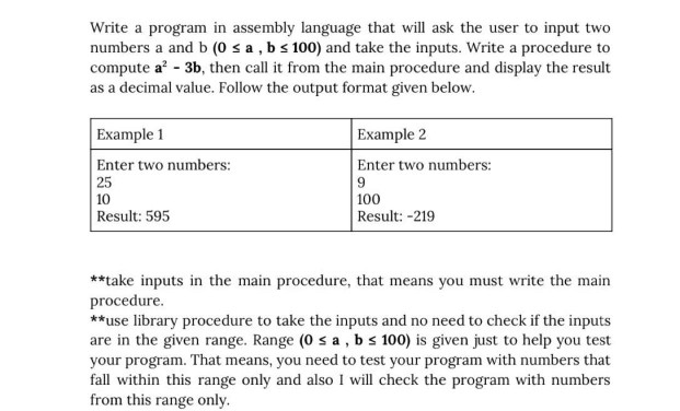 Solved Write A Program In Assembly Language That Will Ask Chegg