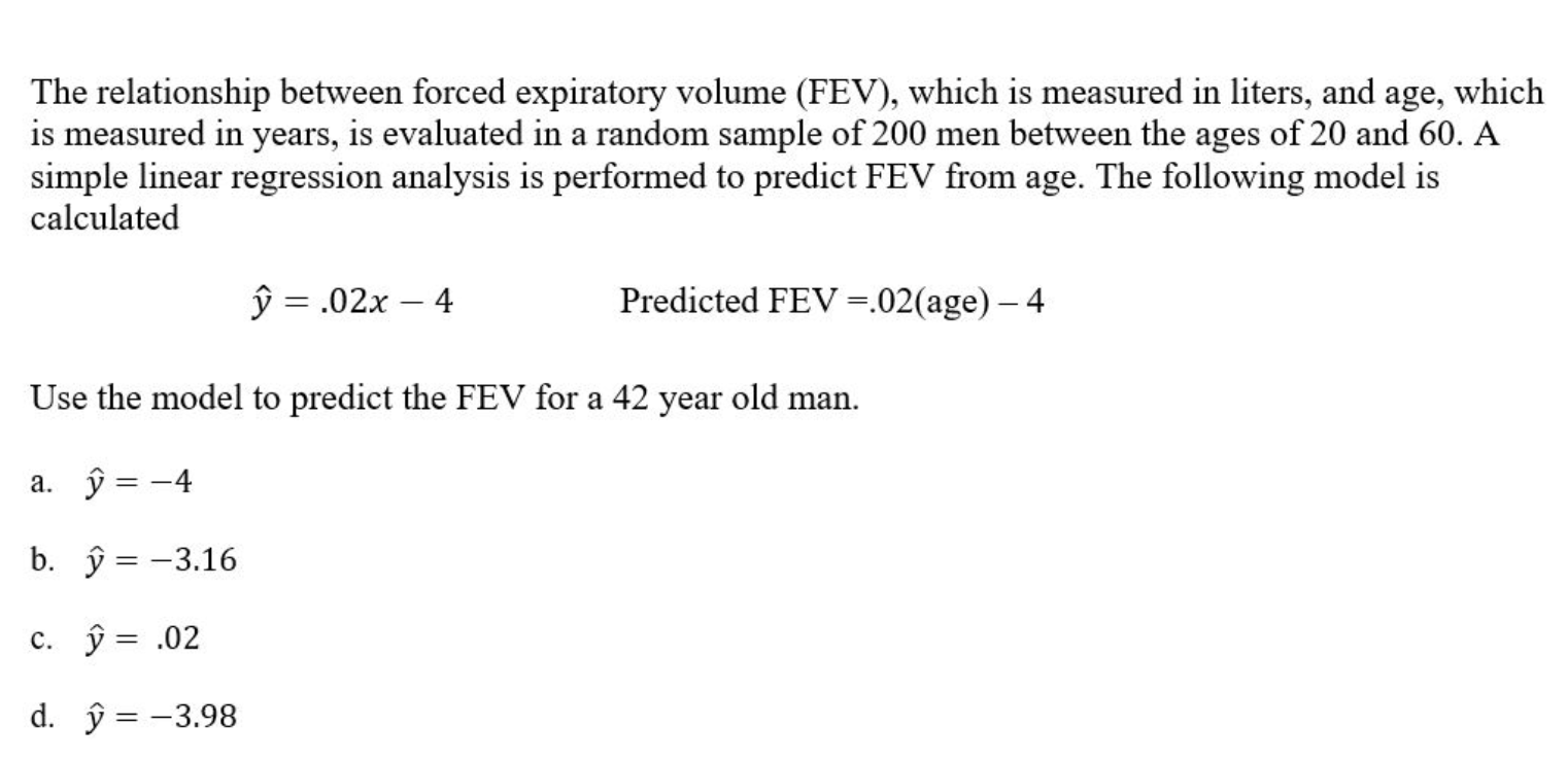 Solved The relationship between forced expiratory volume | Chegg.com