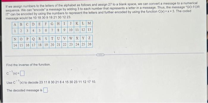 Solved If we assign numbers to the letters of the alphabet | Chegg.com