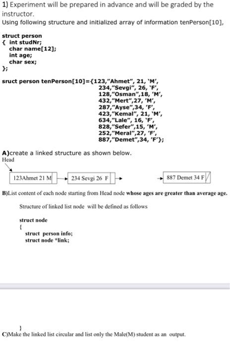 Solved 1) Experiment will be prepared in advance and will be | Chegg.com