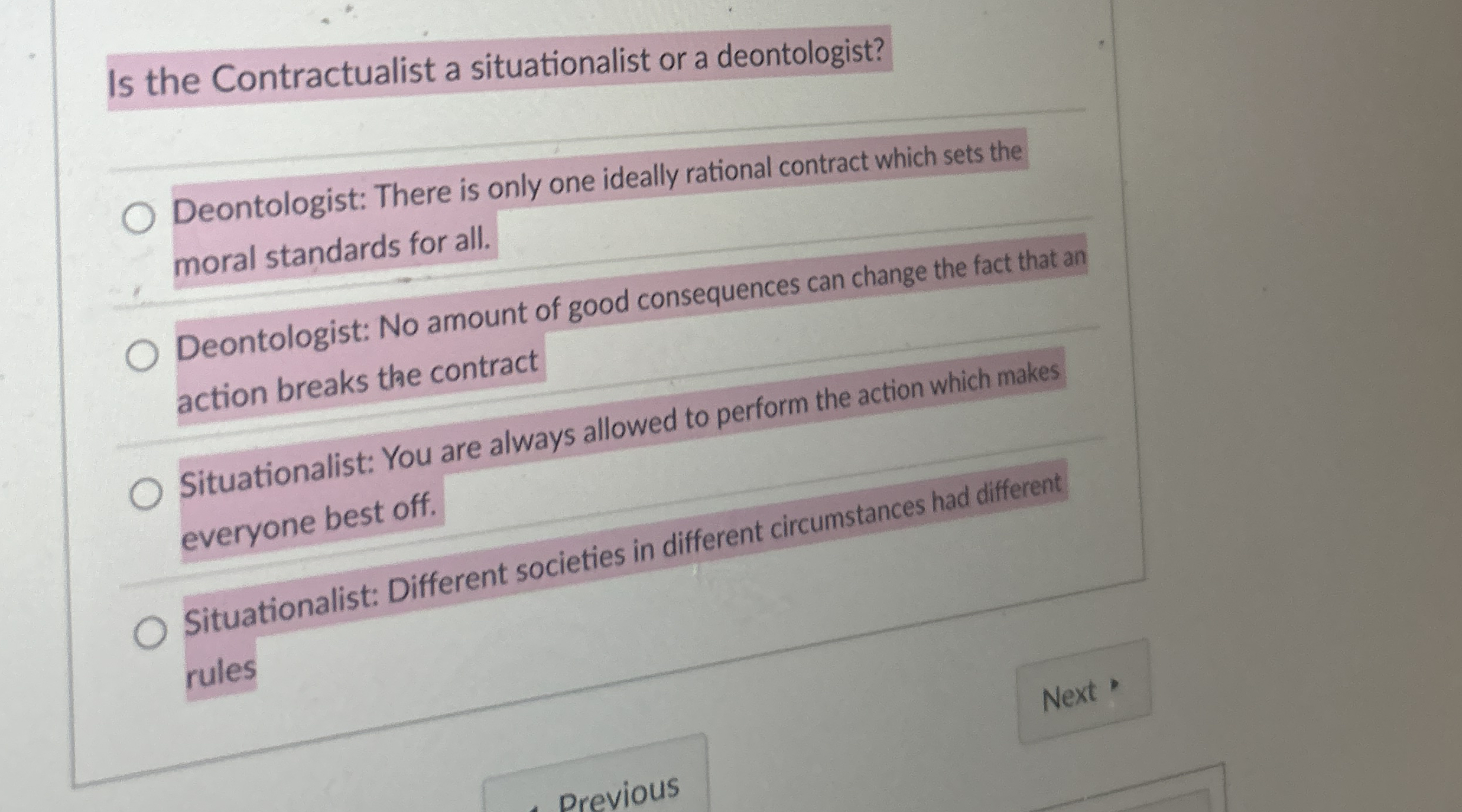 High Quality SOLUTION Is the Contractualist a situationalist or a ...