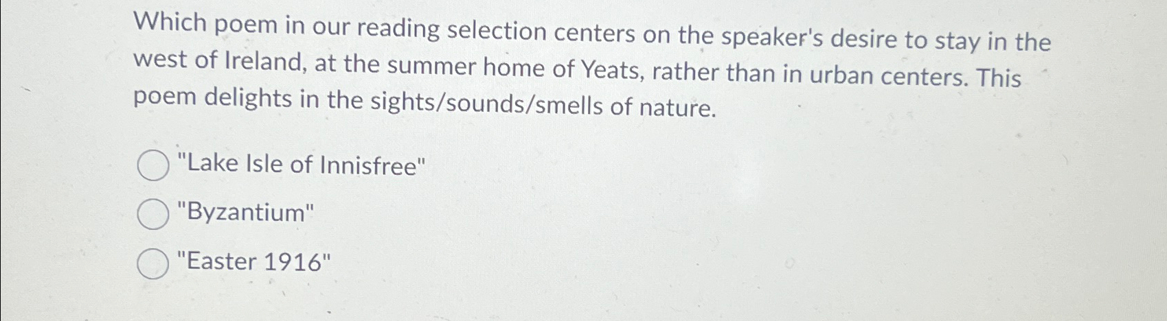 Solved Which poem in our reading selection centers on the | Chegg.com