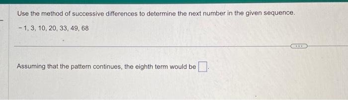 Solved Use the method of successive differences to determine | Chegg.com