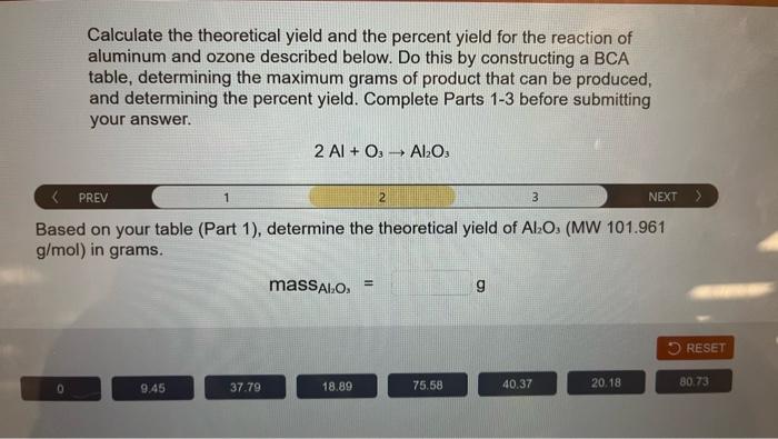 Solved Calculate the theoretical yield and the percent yield | Chegg.com