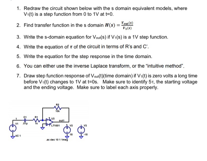 Solved 1. Redraw the circuit shown below with the s domain | Chegg.com