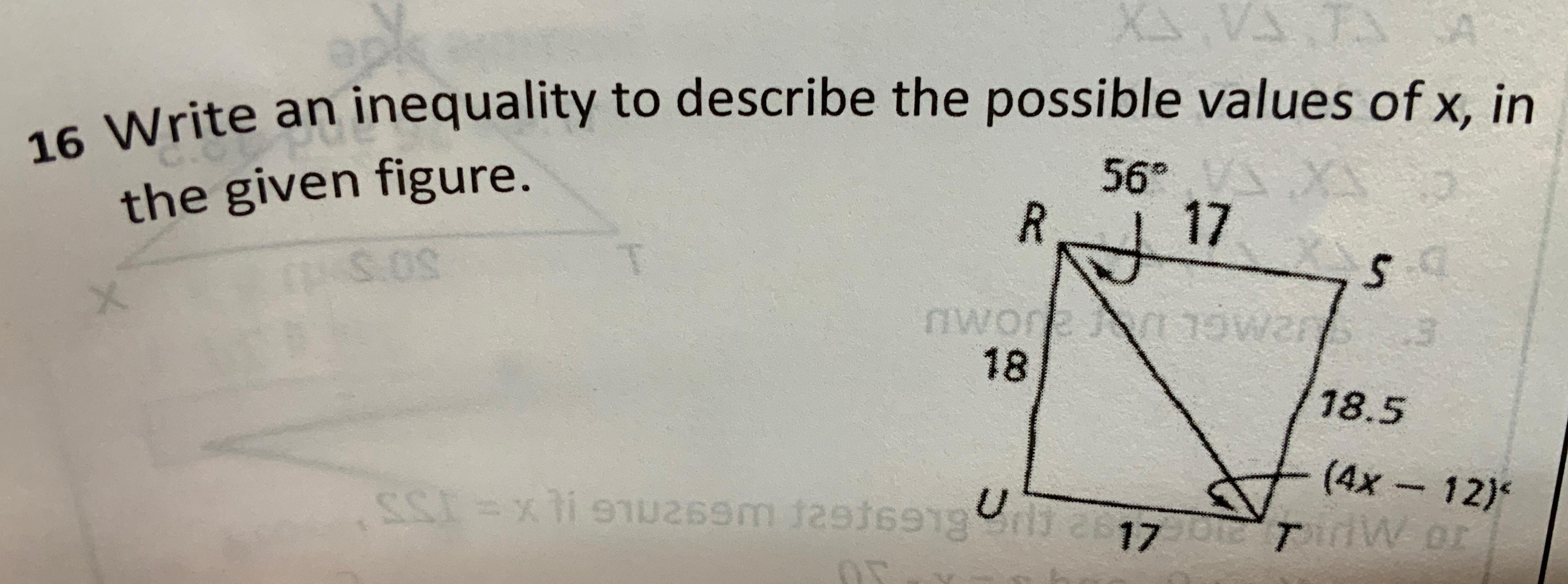 Solved 16 ﻿Write an inequality to describe the possible | Chegg.com