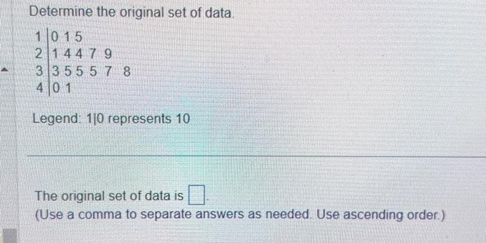 Solved Determine the original set of data. | Chegg.com